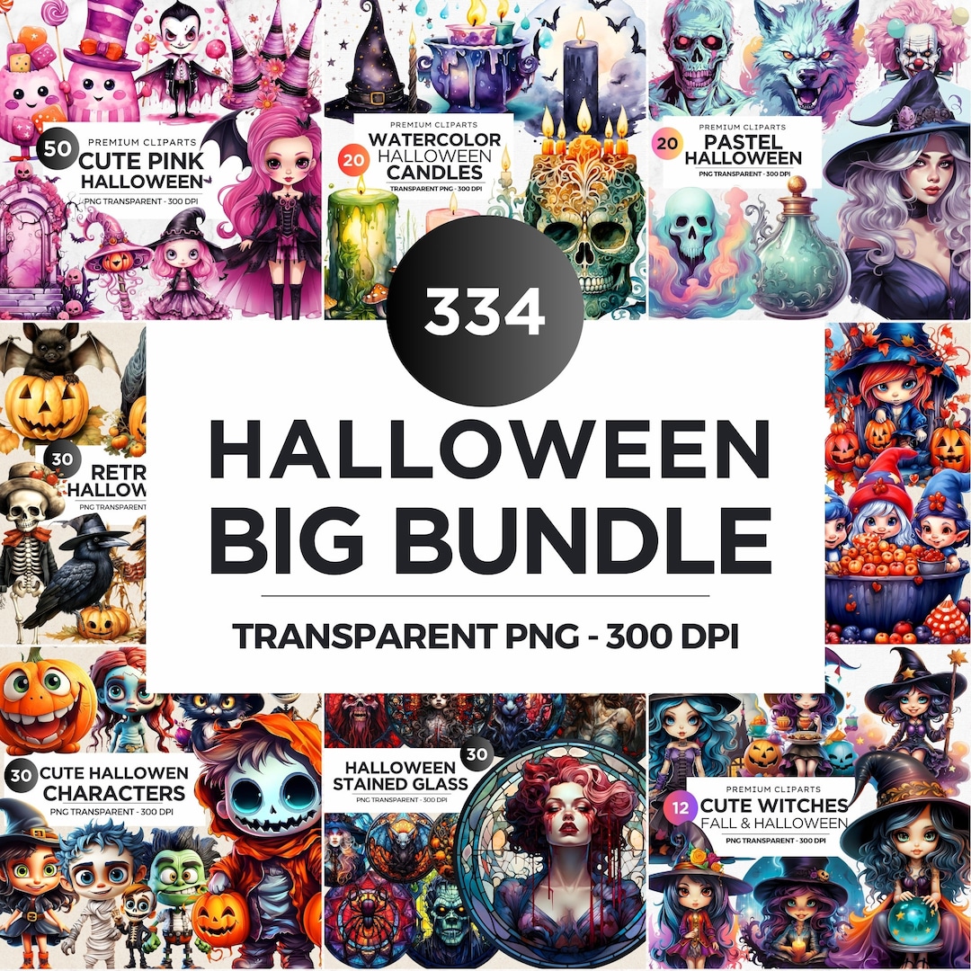 334 Halloween Bundle Clipart PNG Cute Halloween Png Bundle Spooky ...