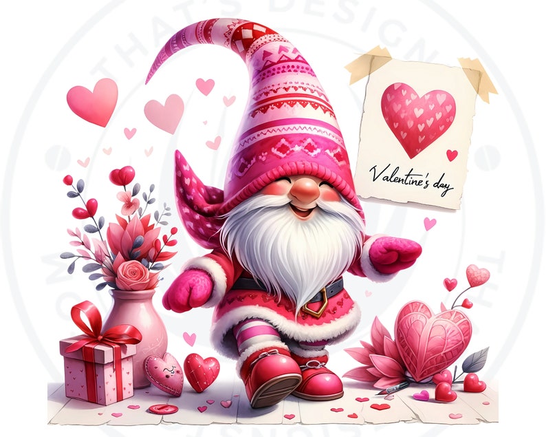 Pink Valentine Gnomes Clipart Set: Love Gnomes PNG (commercial Use) - Etsy