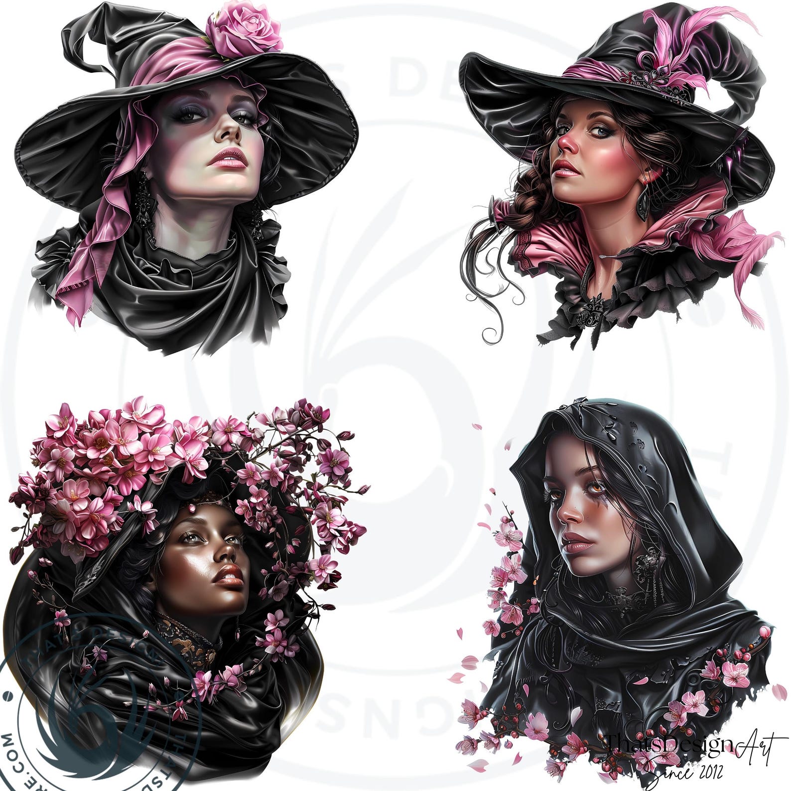 Pink Witch Clipart PNG: Fantasy Witchcraft Graphics (commercial Use) - Etsy