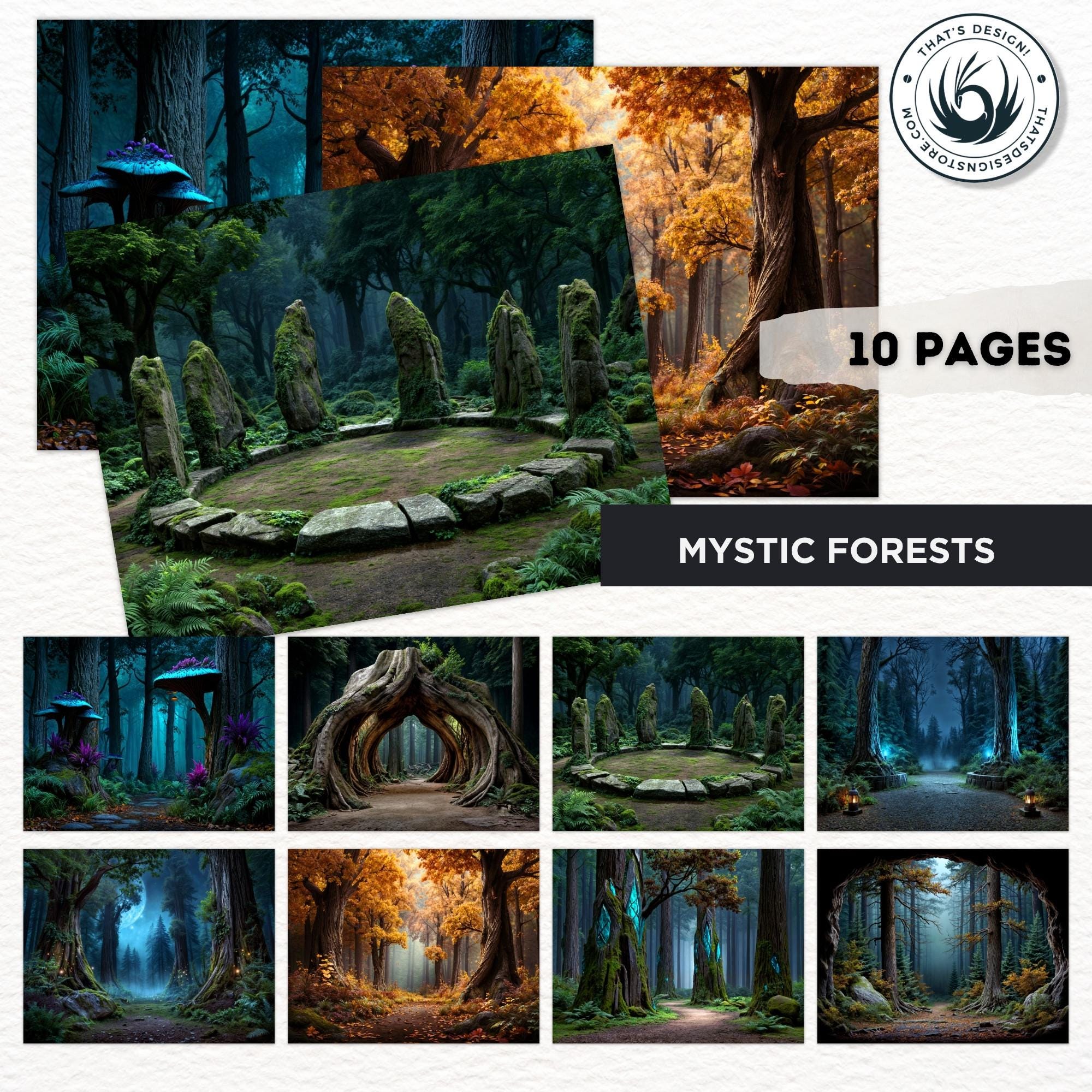 Fantasy Backdrops Landscape Digital Paper: RPG Backgrounds, Mystical ...