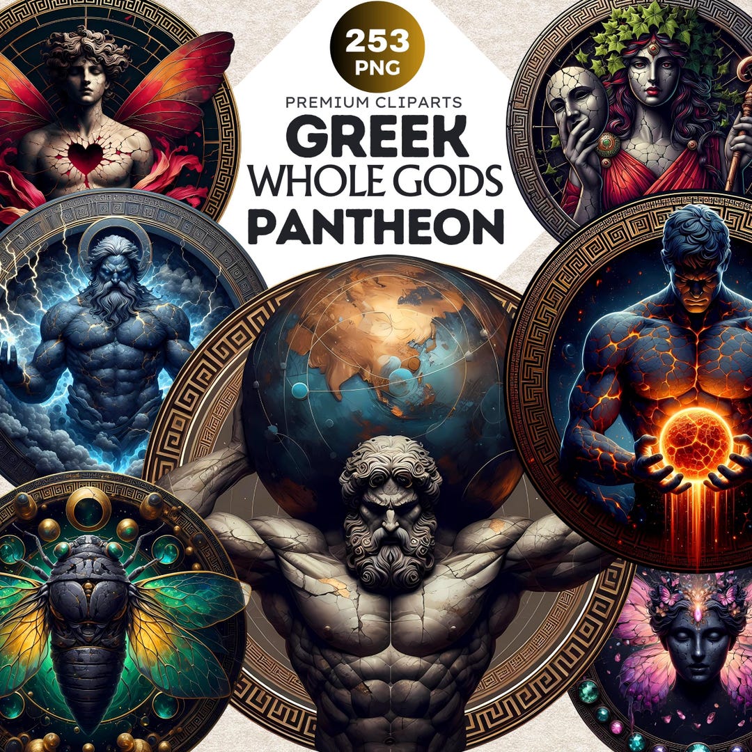 253 Greek Gods Clipart Set, Whole Greek Pantheon, Titans, Primordial ...