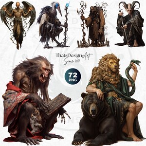 72 Ars Goetia Demons Clipart Set, Mythology Graphics, Dark Fantasy ...
