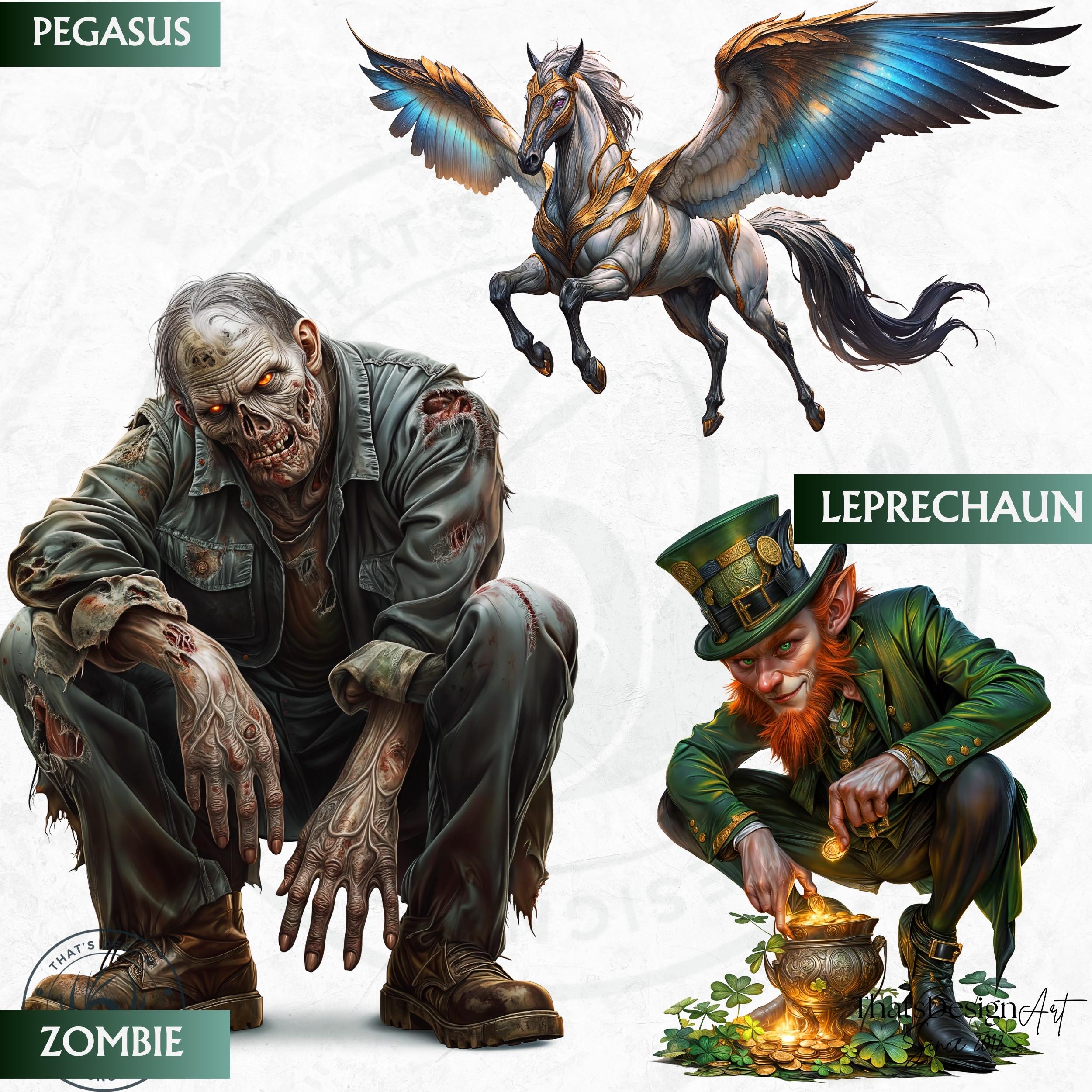 100 Mythological Creatures Clipart: Gothic Fantasy PNG Set (digital ...