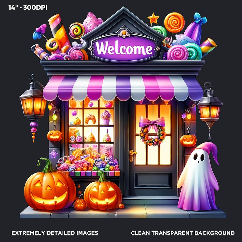 Watercolor Halloween Candy Shop Clipart Set (PNG, Digital Download ...