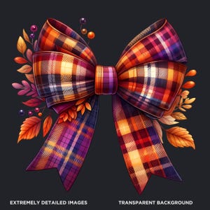 Autumn Bows Clipart Set: Fall Harvest PNG Graphics, Coquette Bow ...
