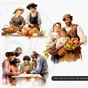 Watercolor Thanksgiving Clipart: Traditional Fall PNG (digital Download ...