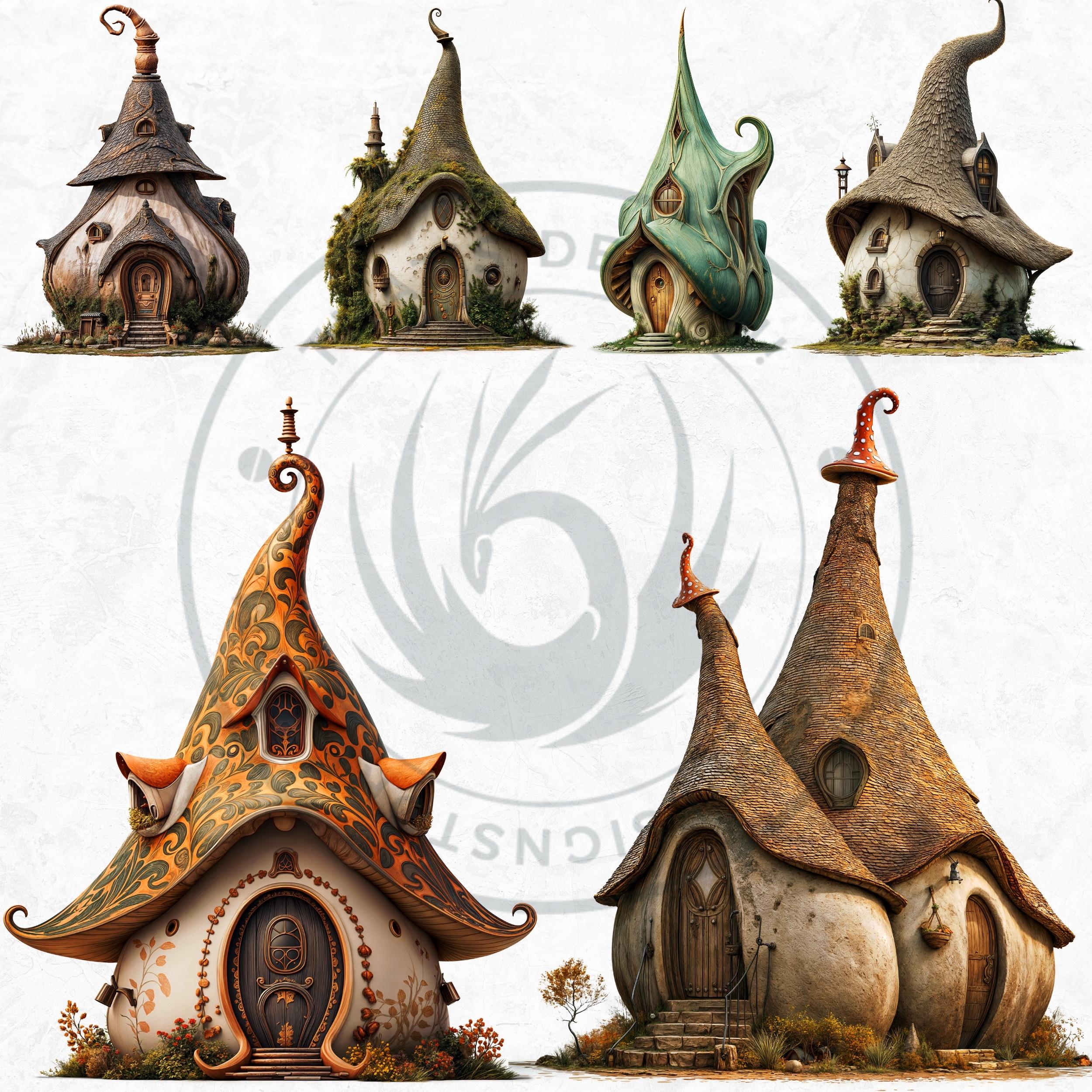 Fairy Tale House Clipart Set: Whimsical Cottage PNG Images (digital ...