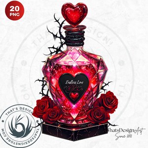 Gothic Love Potions Clipart PNG, Valentine's Day Clipart, Witch Potion ...