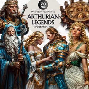 70 Arthurian Legends Clipart Set, Medieval,fantasy Art, King Arthur ...