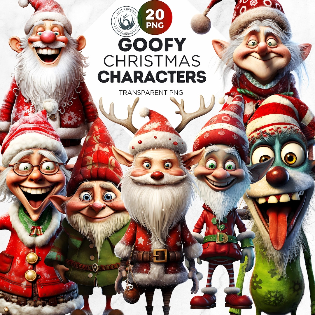 Goofy Christmas Characters PNG Clipart: Santa, Gnomes, Elf (commercial ...