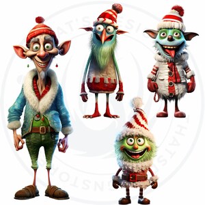 Goofy Christmas Characters PNG Clipart: Santa, Gnomes, Elf (commercial ...