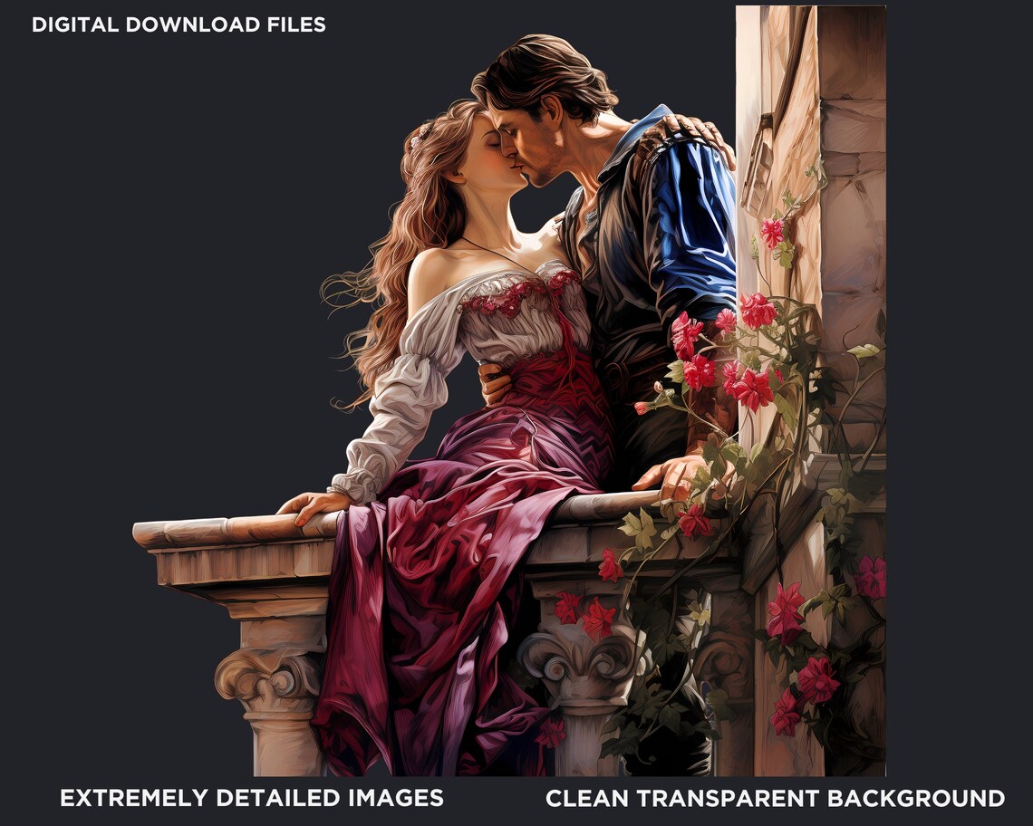 Romeo and Juliet Clipart Bundle: Valentine's Day PNG Graphics (digital ...