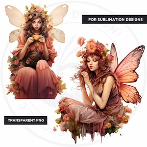 Peachy Boho Fairy Clipart PNG, Pink Fairies Clip Art, Bohemian Clipart, Fairytale Bundle PNG for ...
