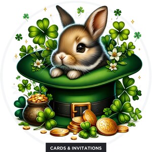 St Patricks Day Bunny Watercolor Clipart, Cute Rabbit Clipart PNG ...