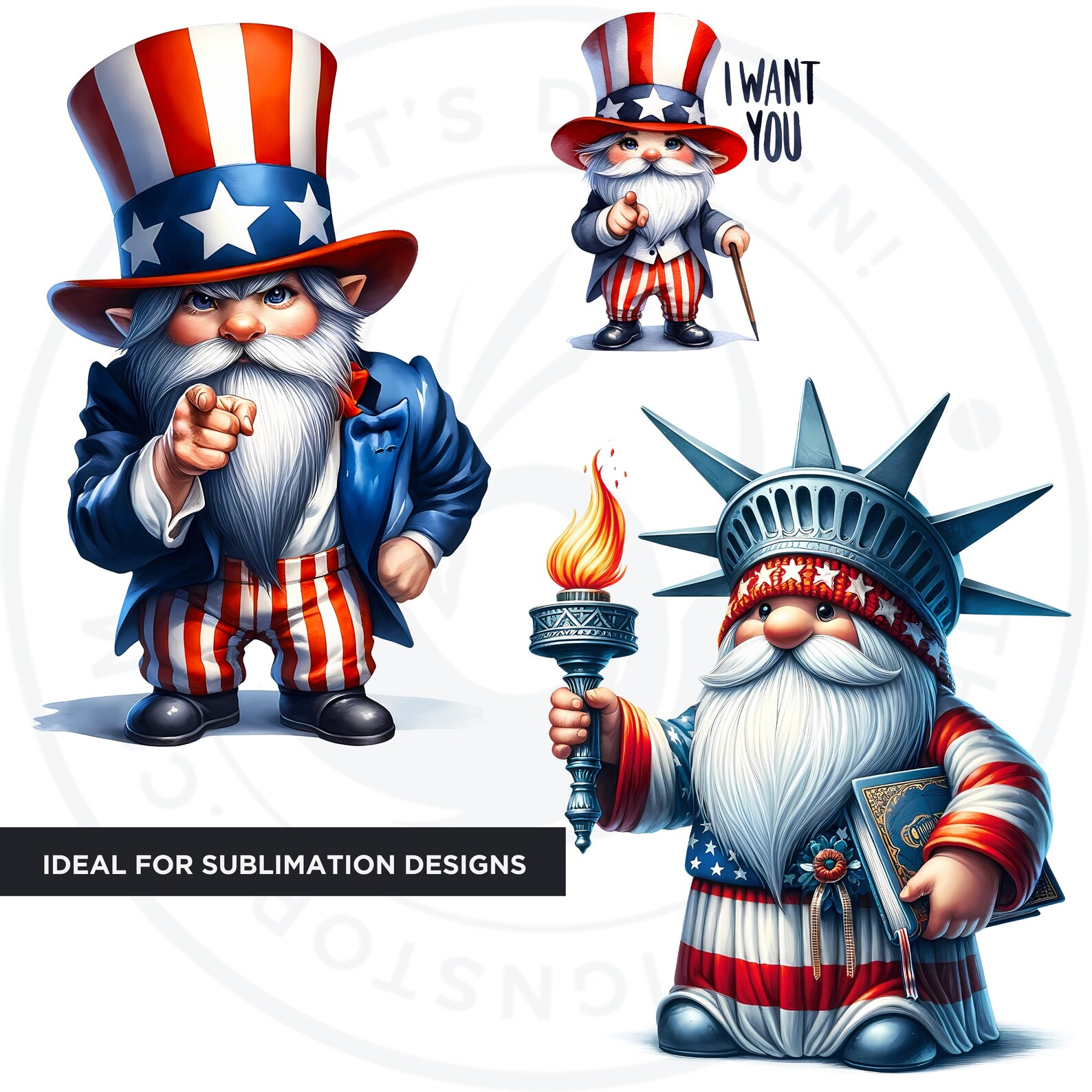 Patriotic Gnome Clipart PNG Bundle 22 American Pride PNG, 4th of July ...