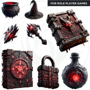 Dark Fantasy Clipart: Evil Sorcerer Artifacts, RPG Elements (PNG ...