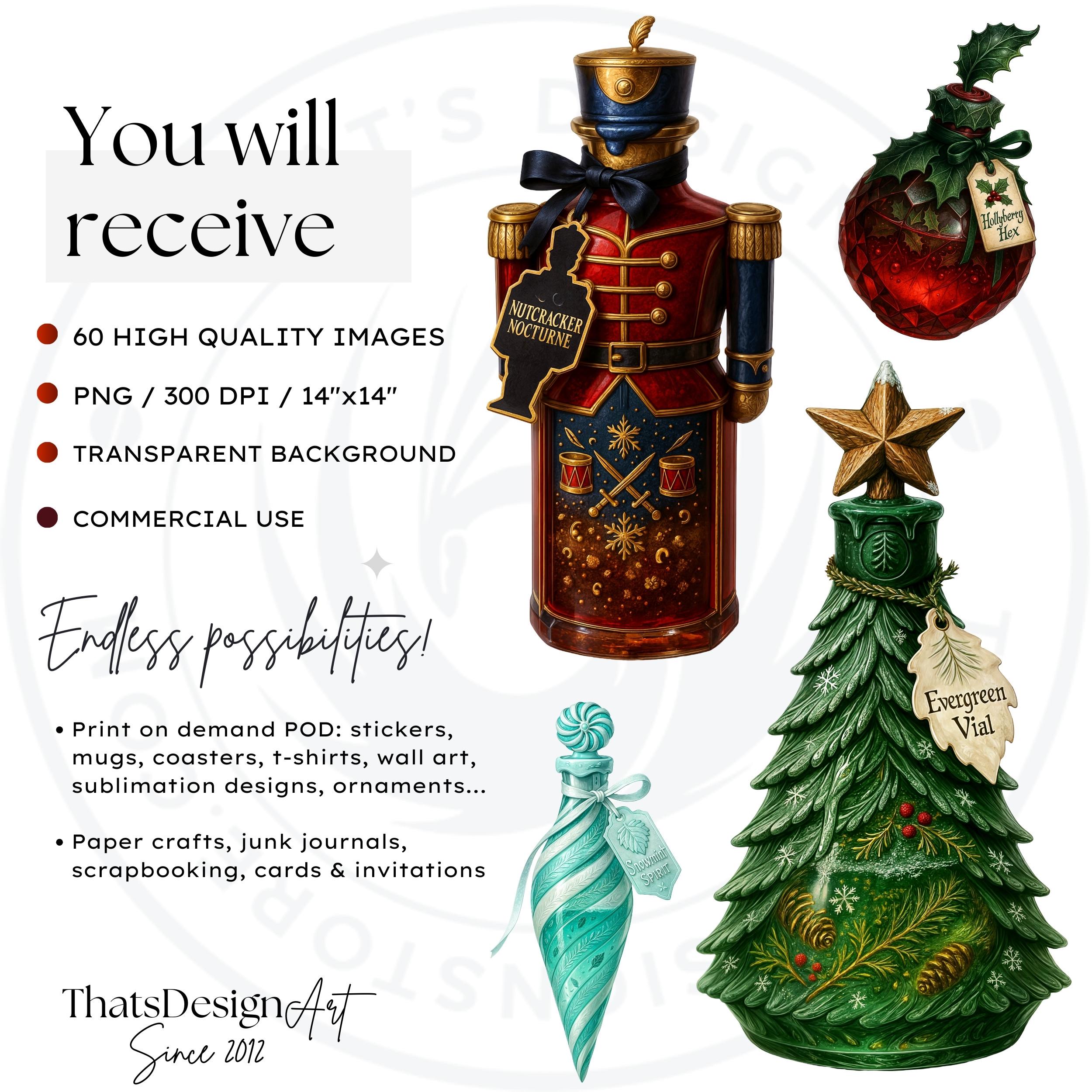 Christmas Potion Bottles Clipart Bundle: Whimsical Holiday Pngs ...