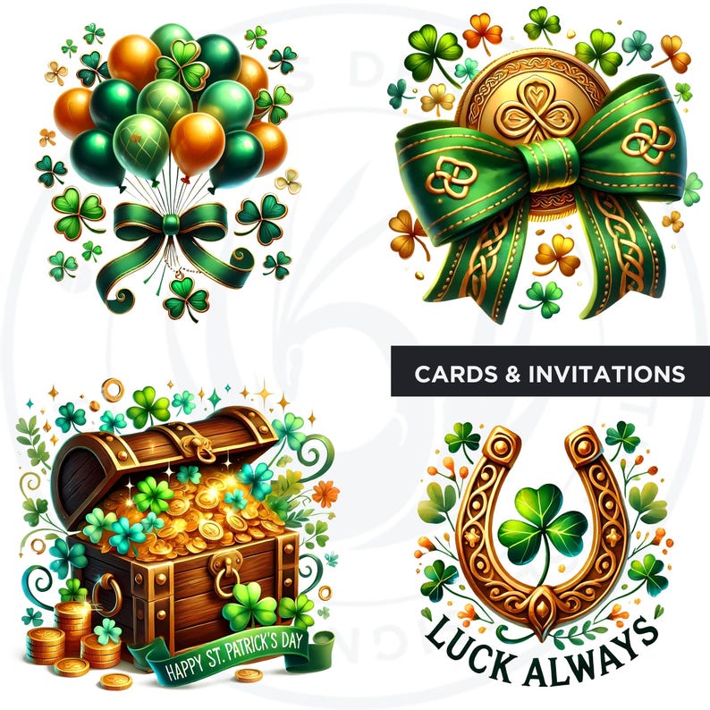 St Patrick's Day Clipart Set: Irish Elements, Leprechaun Hat, Shamrock ...