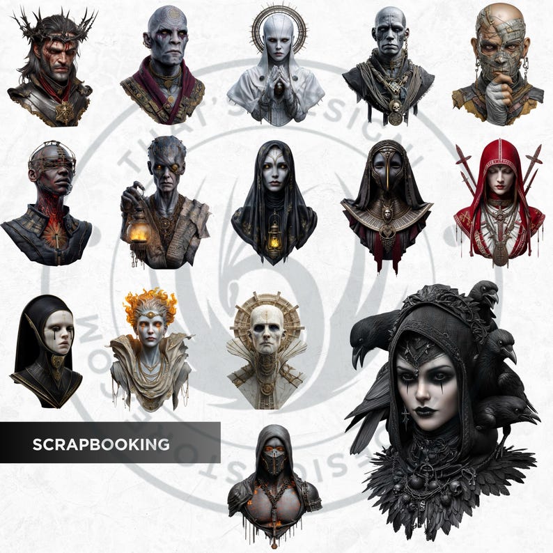 Dark Fantasy Character Clipart Set: Gothic Horror RPG Portraits (PNG ...