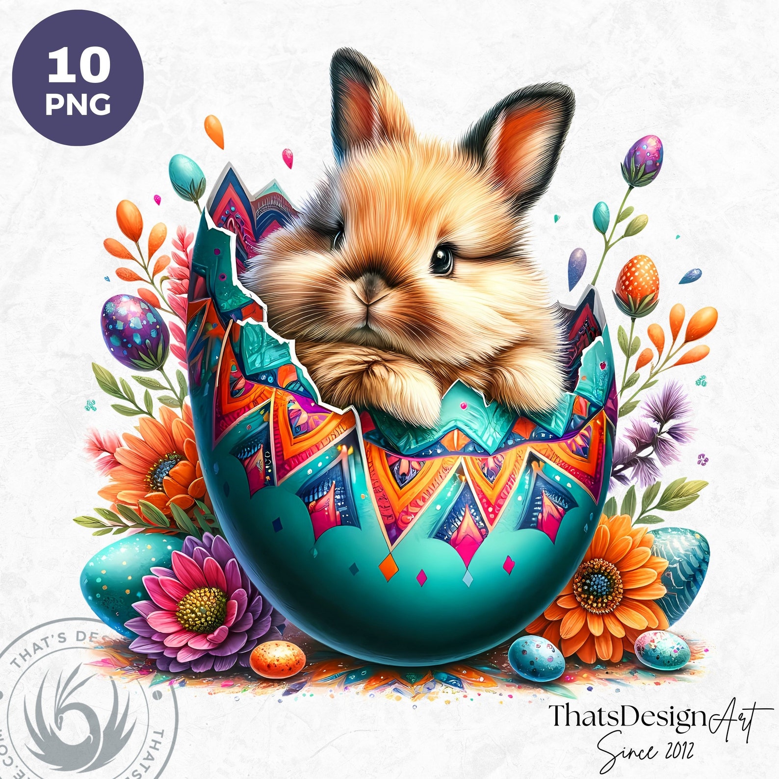 Easter Bunny in Egg Clipart Bundle, Rabbit Clipart, Spring PNG, Easter ...