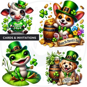 50 St Patrick's Day Farm Animal Clipart Set, Cute Saint Patrick Animals ...