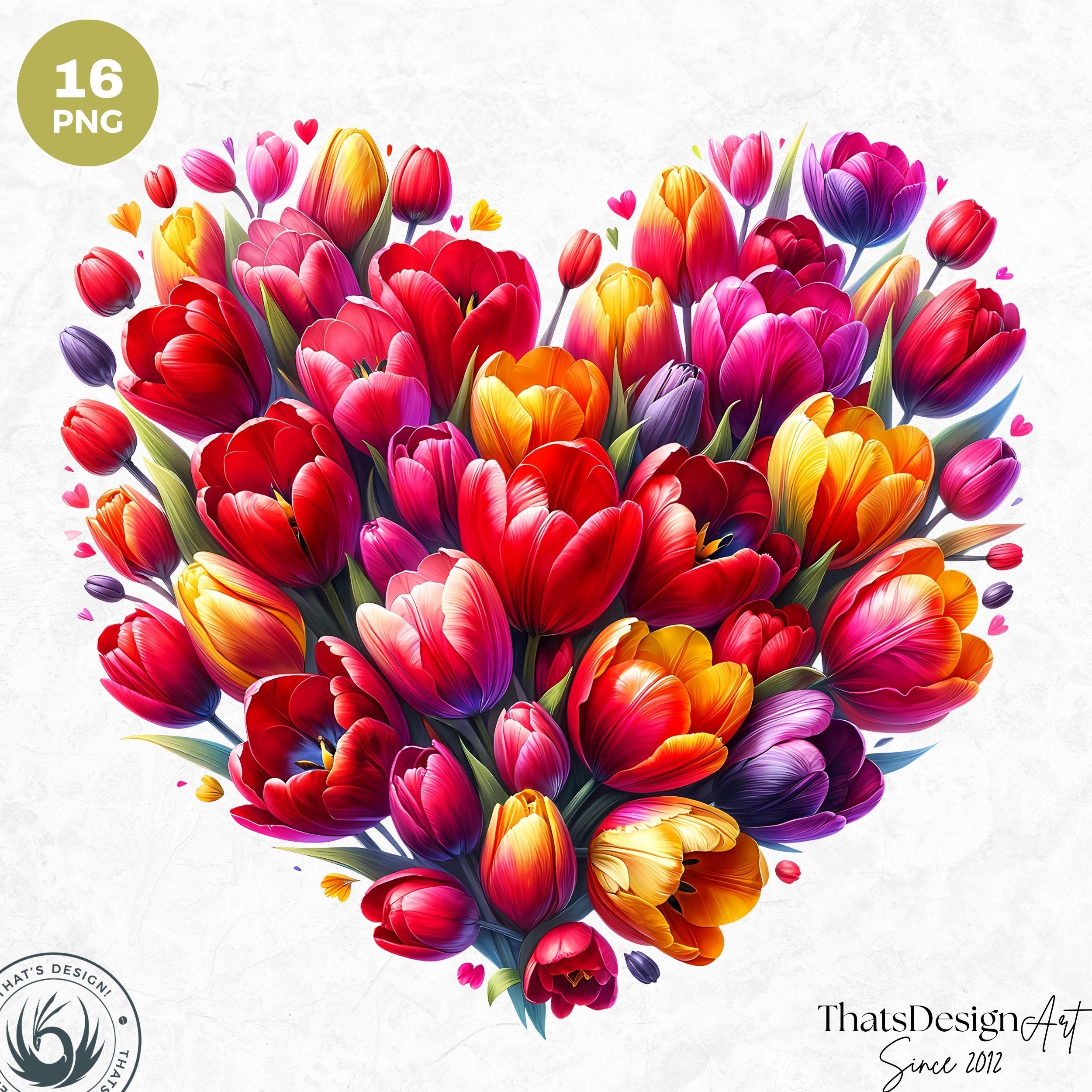 Watercolor Spring Flower Clipart: Heart Wreaths PNG (digital Download ...