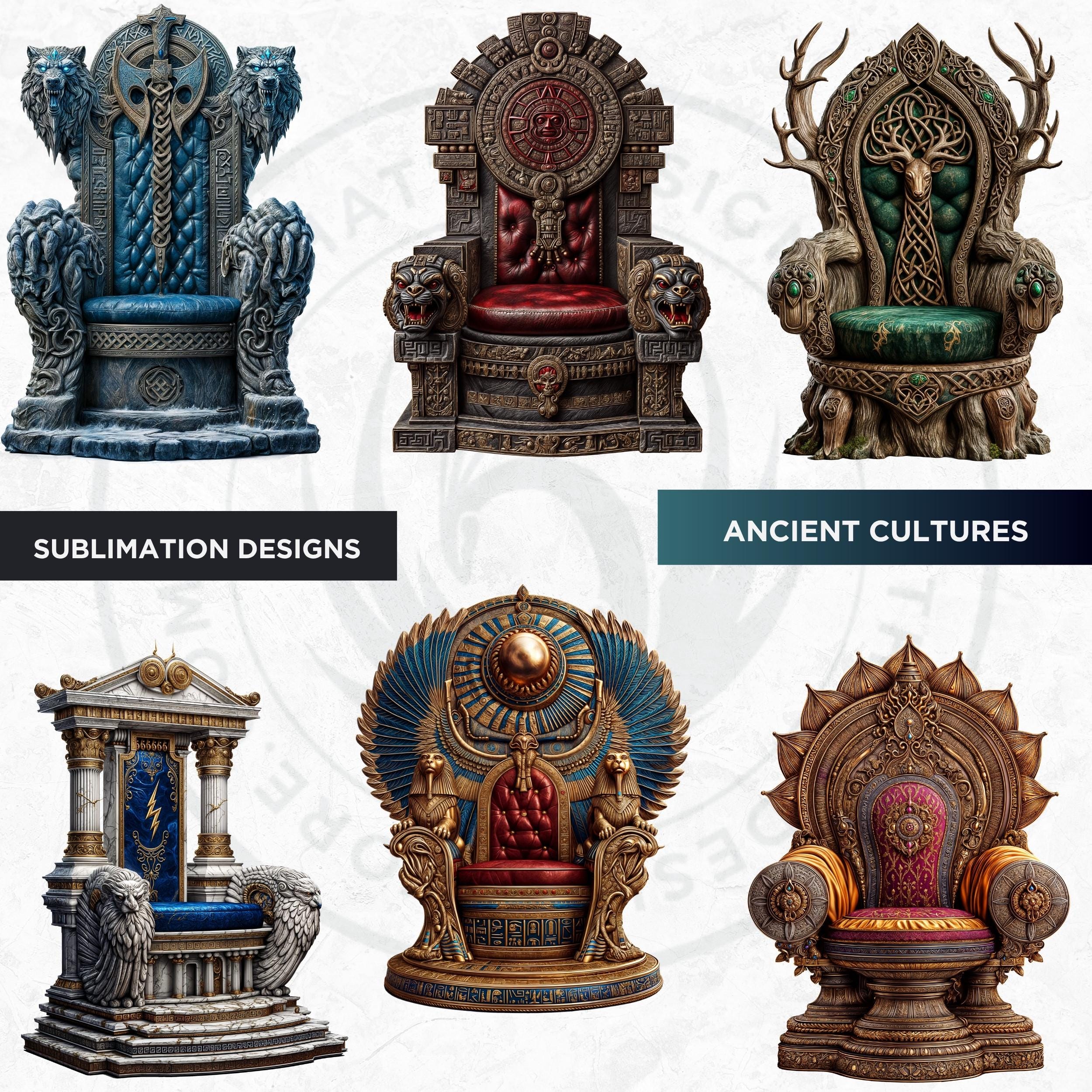 Fantasy Mythic Thrones Clipart: Mythological RPG Game Assets, King ...