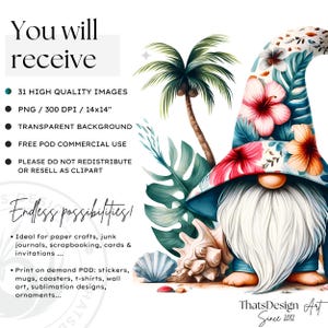 31 Summer Beach Gnome Clipart: Tropical PNG Bundle (commercial Use) - Etsy