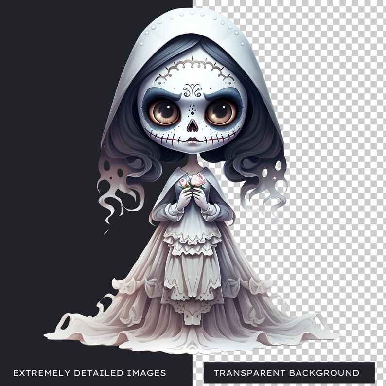 La Llorona PNG Clipart, Day of the Dead Sugar Skull Dolls (commercial ...