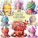 20 Easter Cupcake Clipart PNG Bundle, Floral Easter Illustrations Clip ...