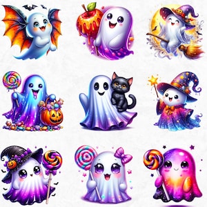 44 Vibrant Halloween Ghost Clipart, Cute Ghost PNG, Halloween Png ...
