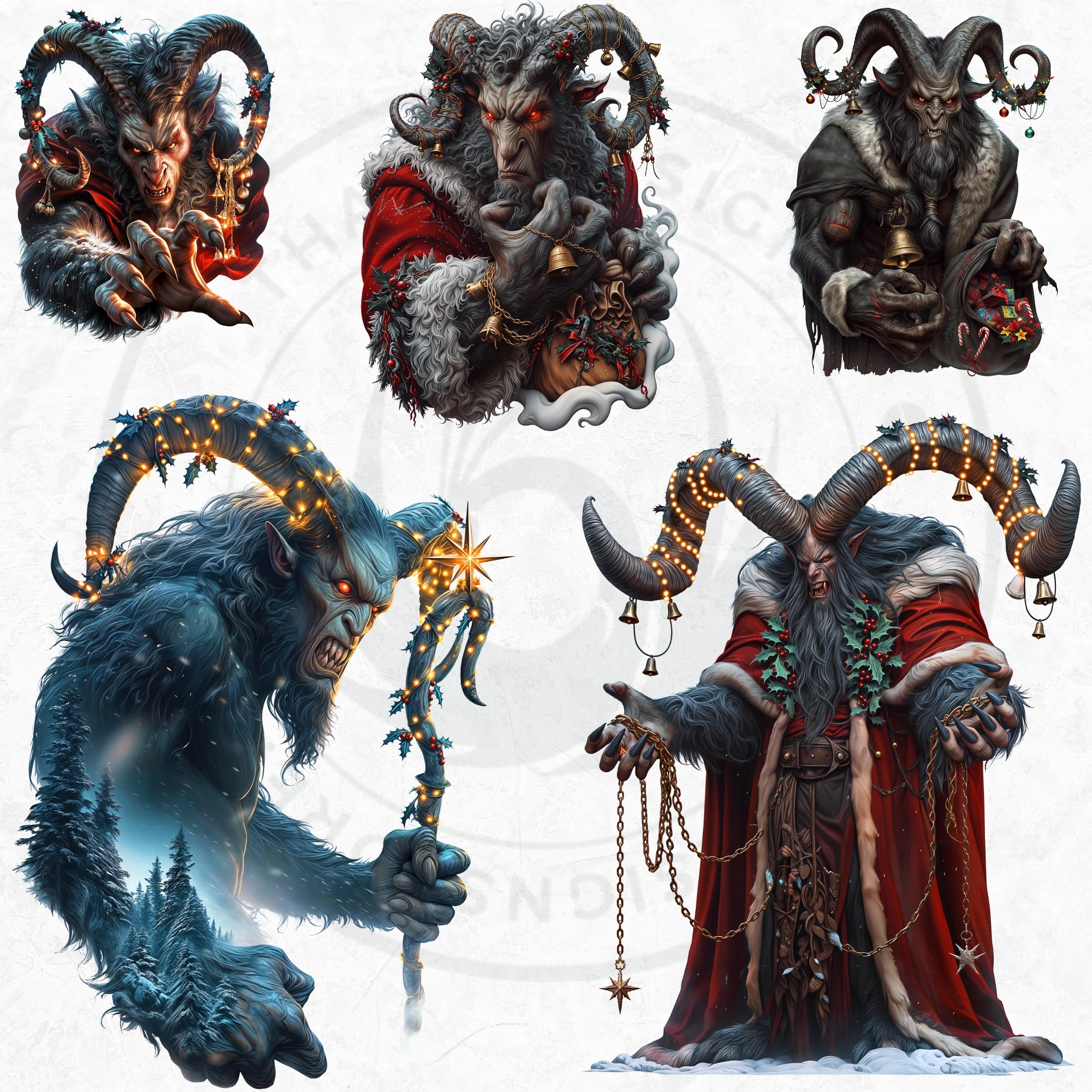 Krampus Christmas Clipart Set – Dark Gothic PNG Images (digital ...