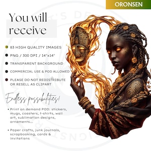83 Yoruba Orishas Pantheon Clipart Set | African Gods and Goddesses PNG for Crafts and ...