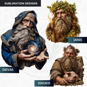 Baltic Gods and Goddesses Clipart Set, the Baltic Deity Worshiped by ...