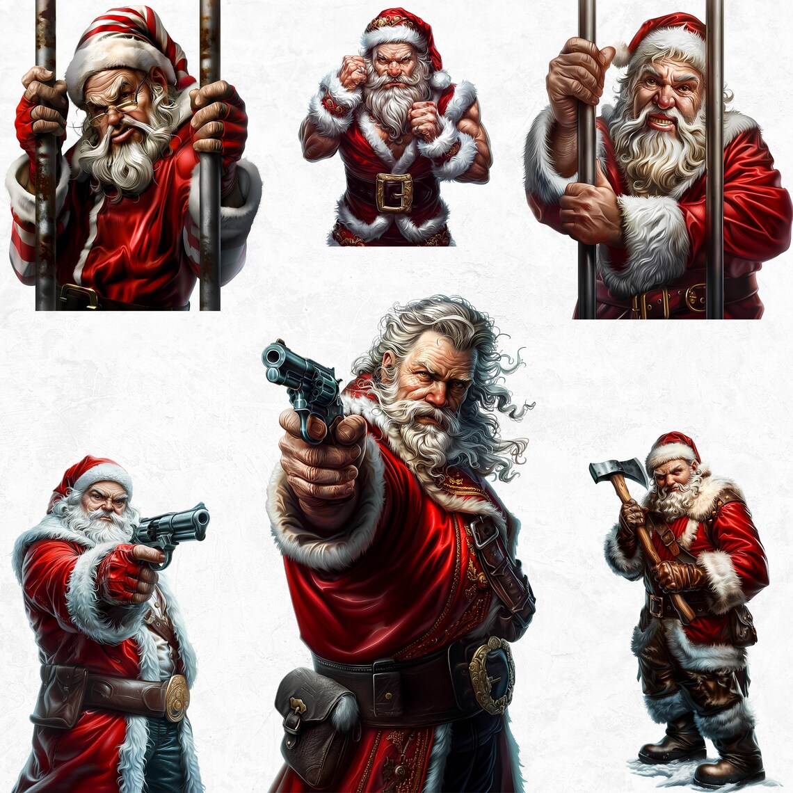Bad Santa Clipart Set: 31 Christmas PNG Images (commercial Use) - Etsy