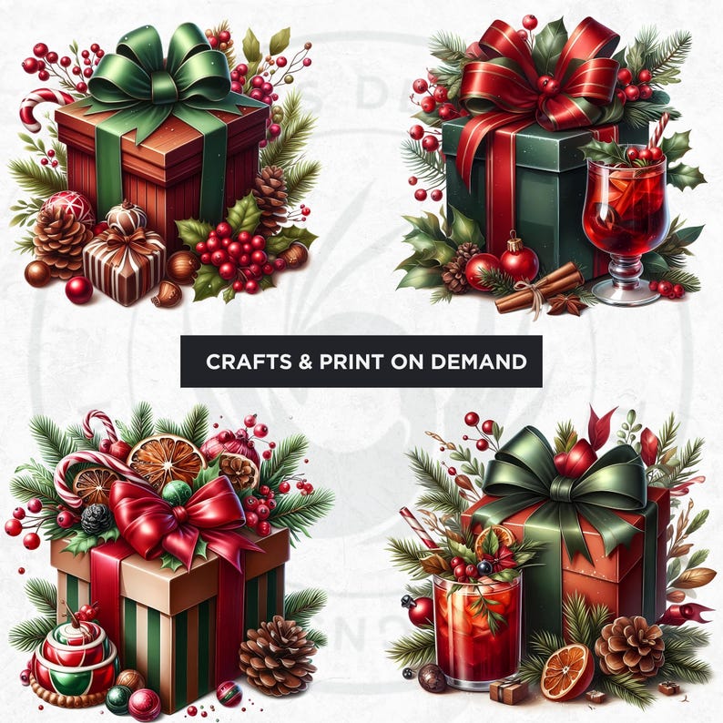 Christmas Gift Boxes Clipart Set – Rustic Plaid Presents (PNG) - Etsy