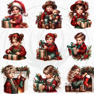 Rustic Christmas Kids Clipart Set: Cosy Holiday Illustrations (PNG ...