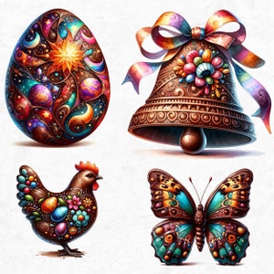 Easter Chocolate Clipart Bundle Featuring Easter Bunny, Easter Eggs ...