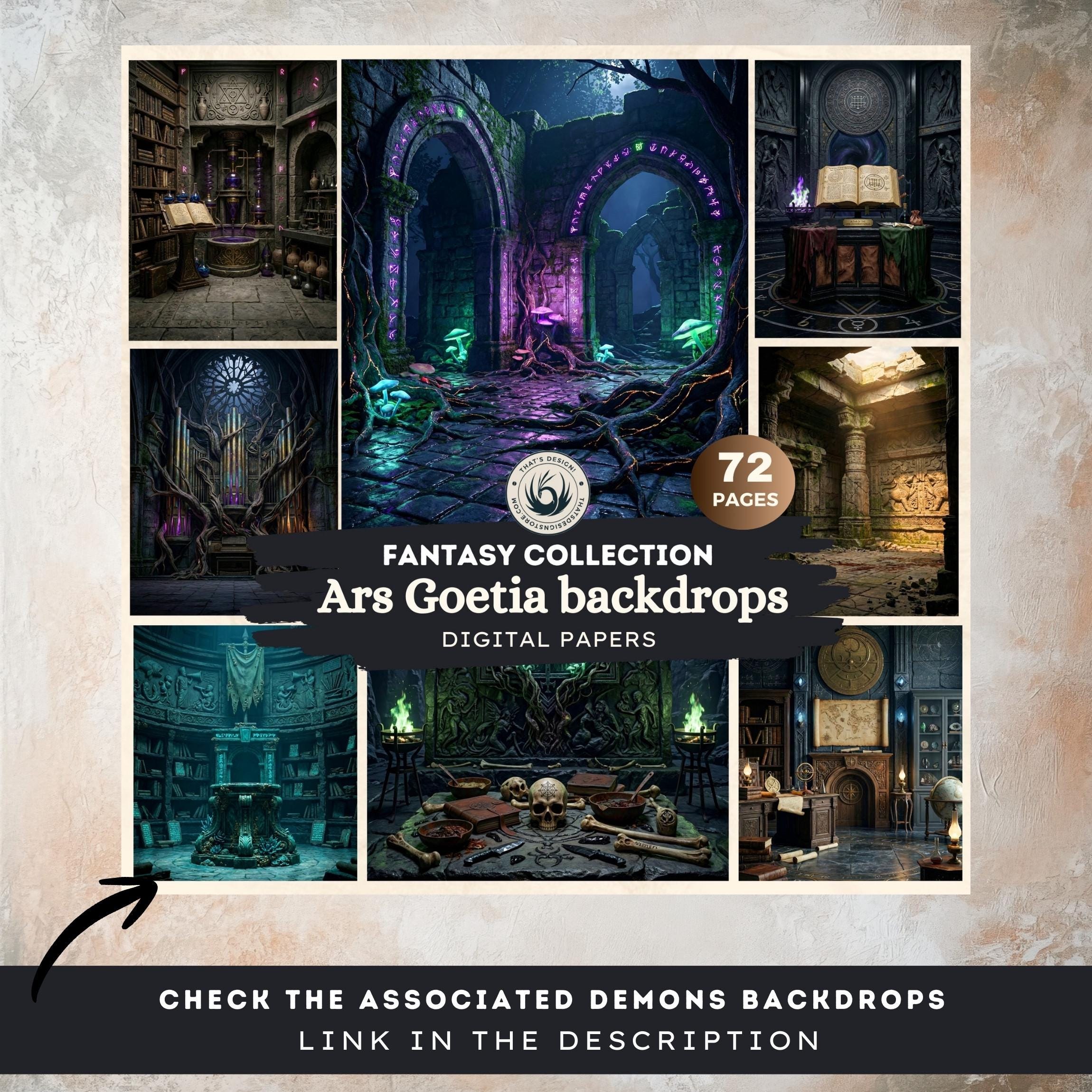 Ars Goetia Demons Clipart Bundle, Kabbalah Occult Fantasy Art (72 PNG ...