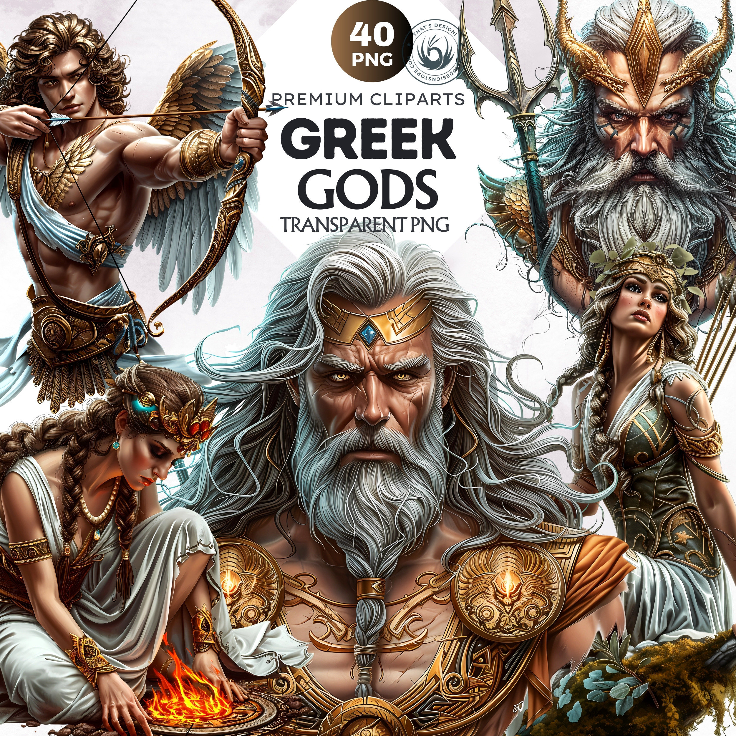Greek Gods Clipart Set: 40 Mythology Graphics (PNG) - Etsy