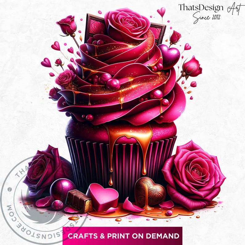 Valentine Cupcake Clipart Set: Pink Love Sweets (PNG, Commercial Use ...