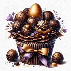 20 Easter Cupcake Clipart PNG Bundle, Floral Easter Illustrations Clip ...