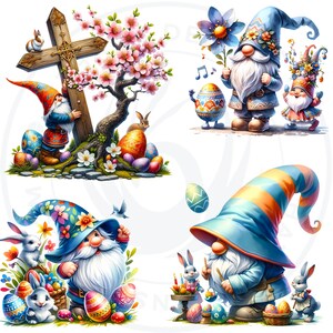 Easter Gnome Clipart Bundle: Watercolor Gnomes, Easter Eggs (PNG ...