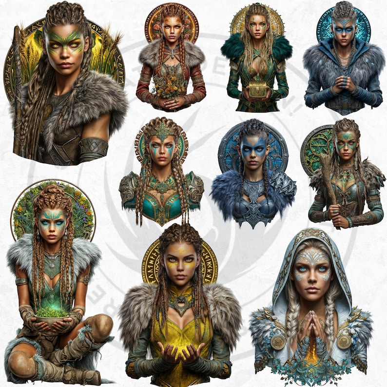 Norse Gods Clipart Bundle: Viking Mythology Illustrations, RPG ...