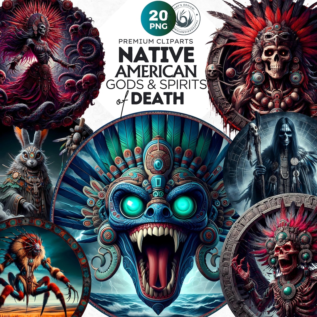 Native American Gods and Spirits of Death Clipart Set, Native American ...