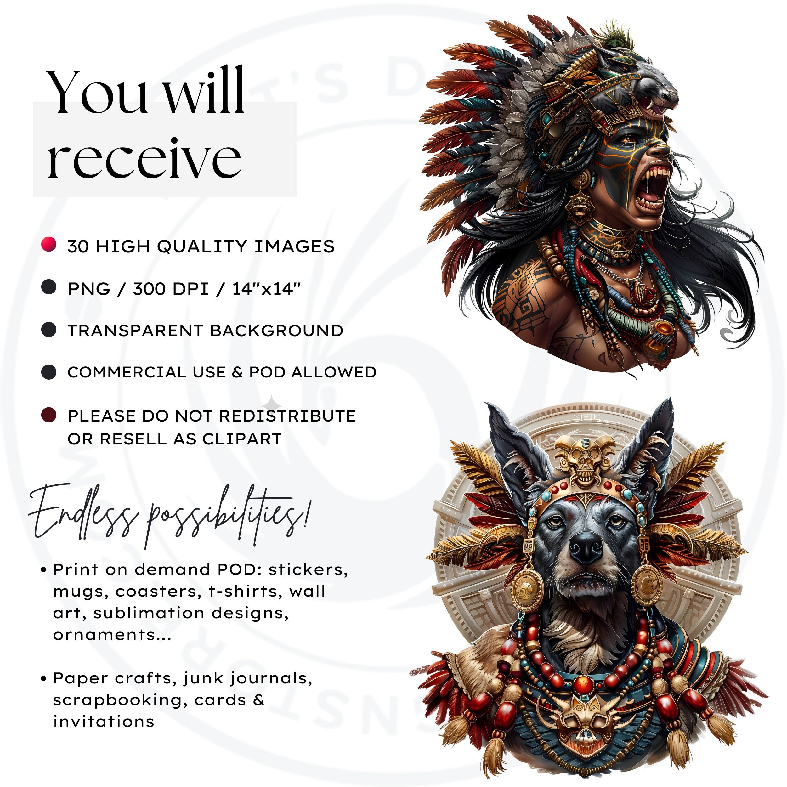 Watercolor Aztec Gods Clipart: Mesoamerican Mythology PNG (digital ...
