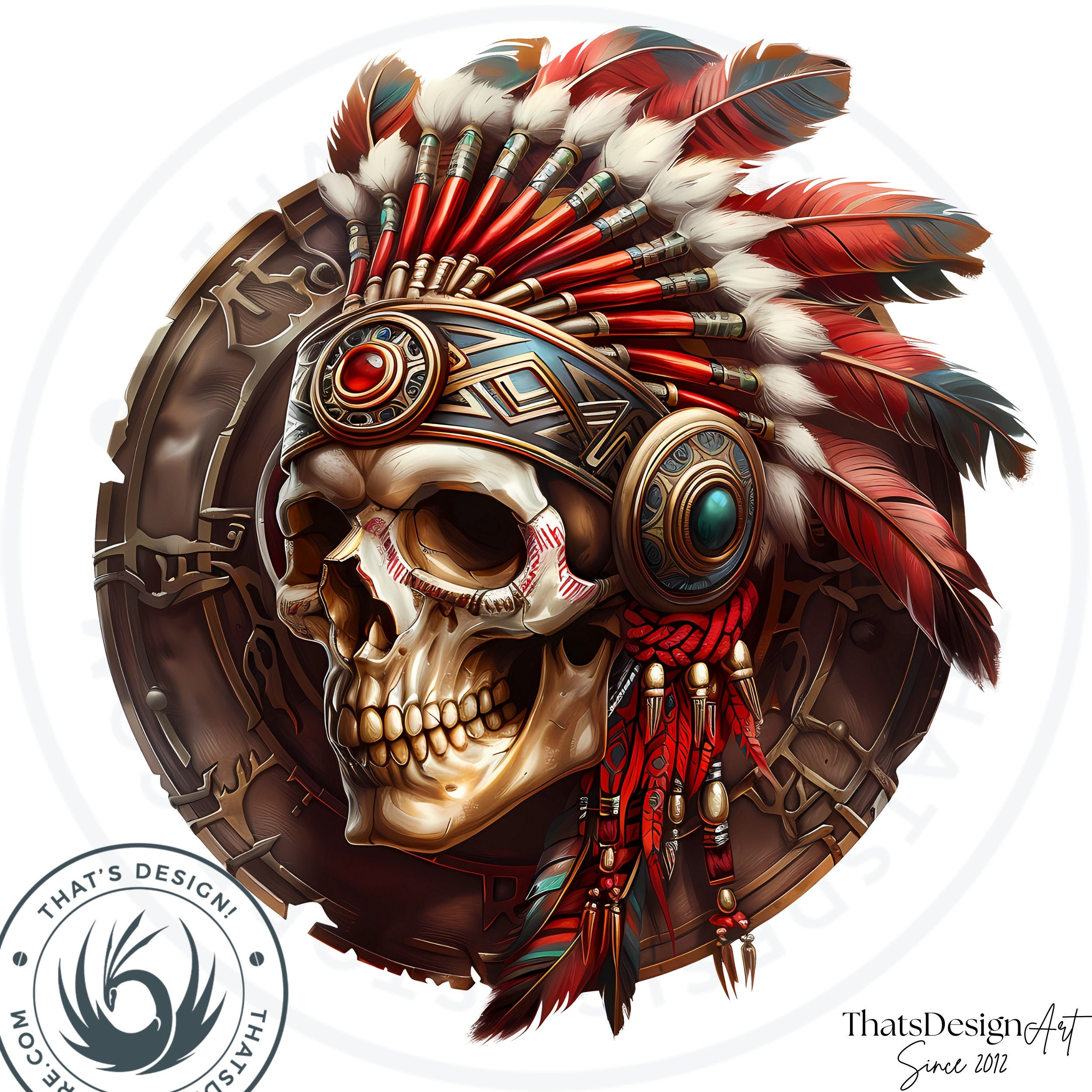 30 Native American Skulls Clipart Set, Head Skull PNG for Cultural ...