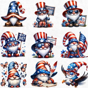 4th of July Gnome Clipart PNG, American Patriotic Clip Art ...