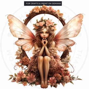 Peachy Boho Fairy Clipart PNG, Pink Fairies Clip Art, Bohemian Clipart, Fairytale Bundle PNG for ...