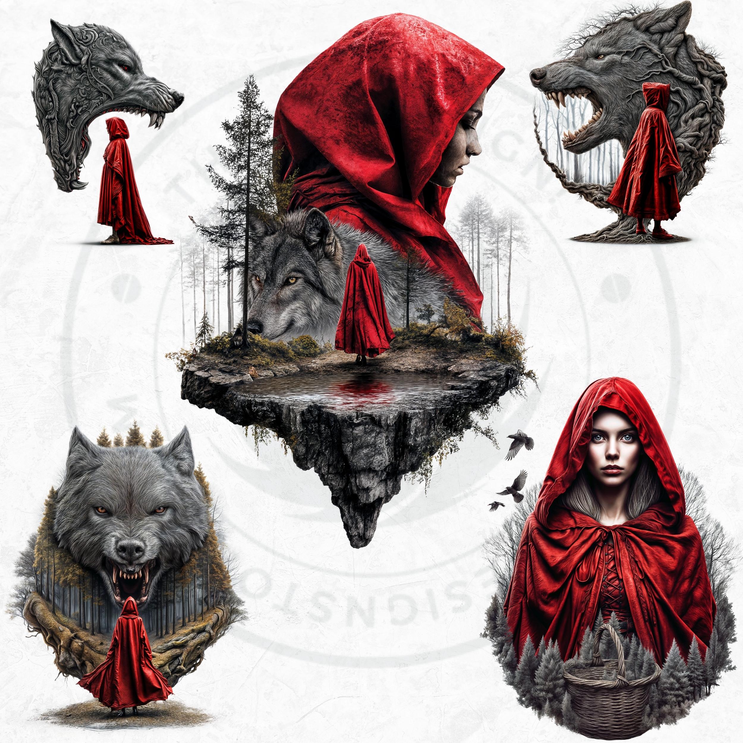 Dark Red Riding Hood Clipart Set: Gothic Fantasy, RPG Art (PNG Digital ...